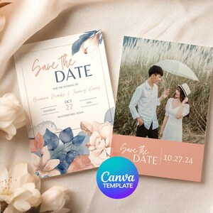 Editable Save the Date, Canva Template, Printable, Instant Download - Etsy