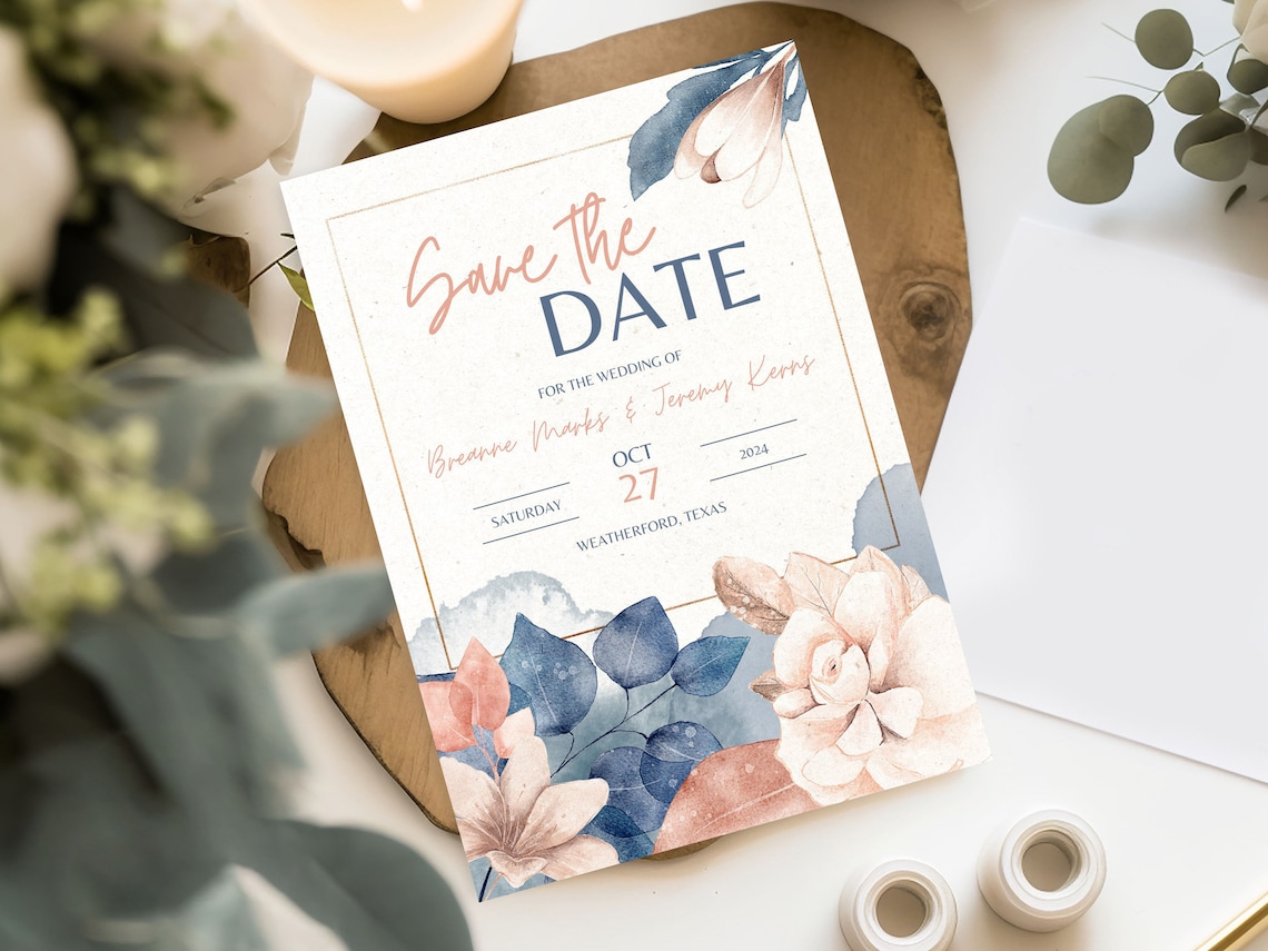 Editable Save the Date, Canva Template, Printable, Instant Download - Etsy