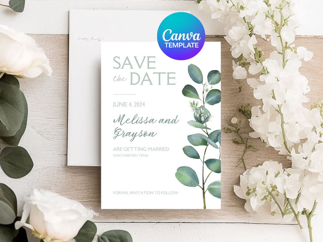 Editable Save the Date, Canva Template, Printable, Instant Download - Etsy