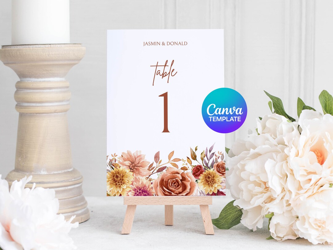 Editable Table Numbers, 2 Sizes, Printable Canva Template - Etsy Australia