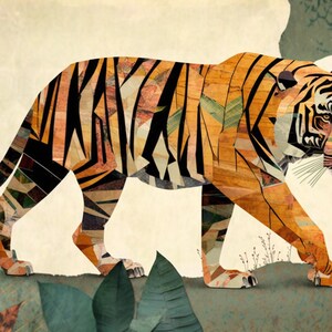 The Tiger, Digital Printable, Patchwork College of Tiger, Forest ...