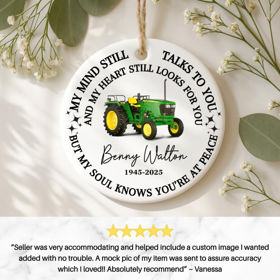 Tractor Memorial Ornament – Personalized Remembrance Ornament With Name ...