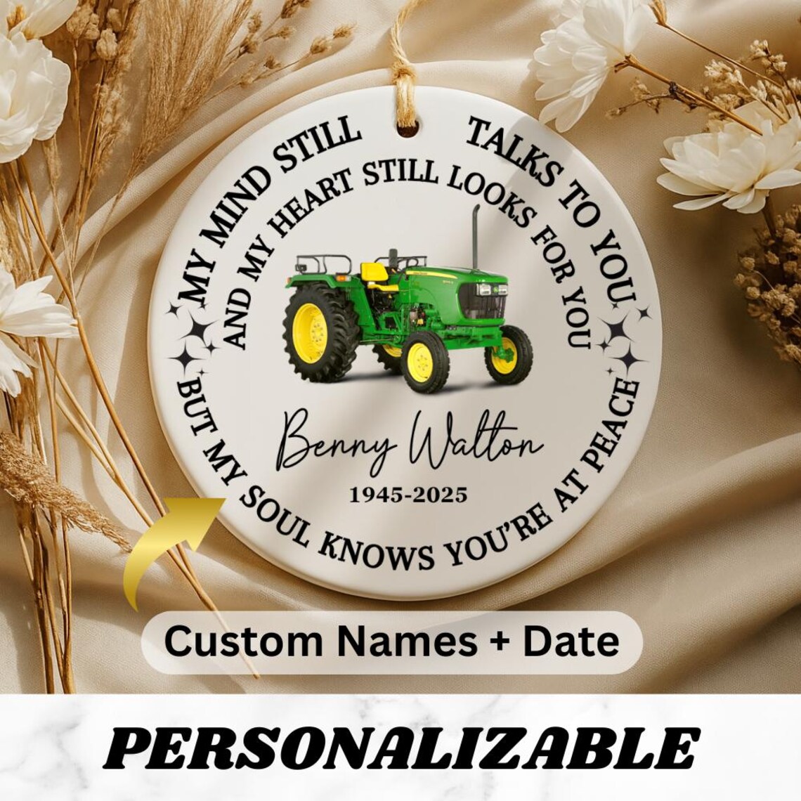 Tractor Memorial Ornament – Personalized Remembrance Ornament With Name ...