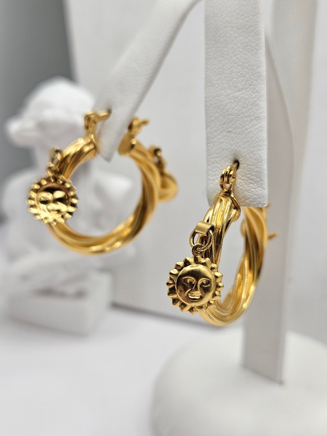 Vintage 1990s Retro Modern Bohemian Amazing CELESTIAL HOOP EARRINGS ...
