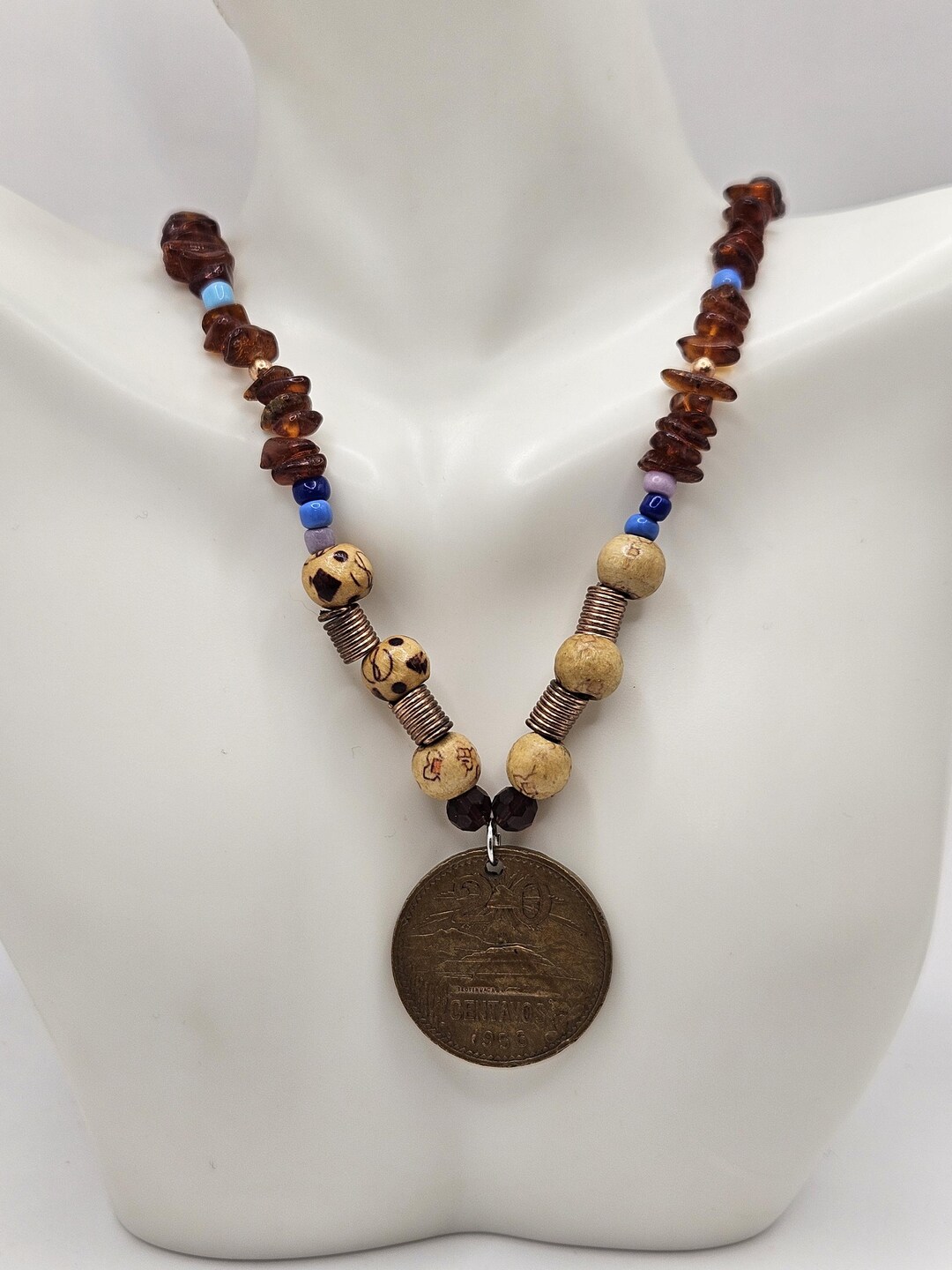 Y2k 90s 00s Handmade BEADED COIN NECKLACE Made With 1956 Estados Unidos ...