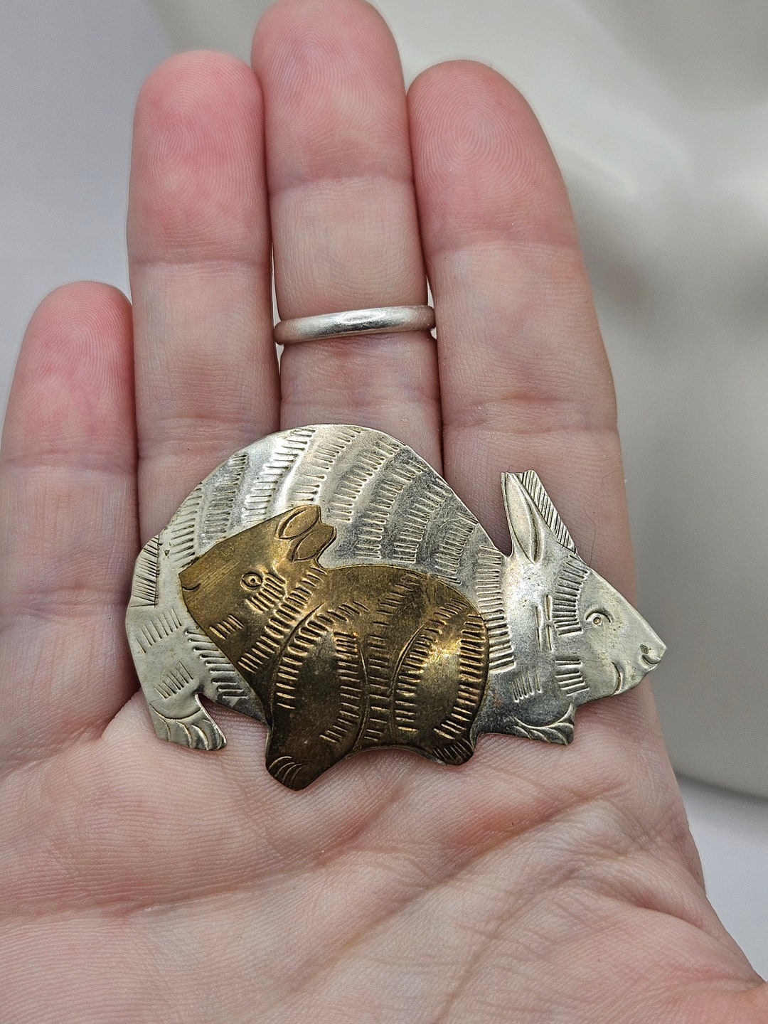 Interesting 1970s-1990s Bohemian Retro Vintage 2.5 X 1.5 Unique Etched ...