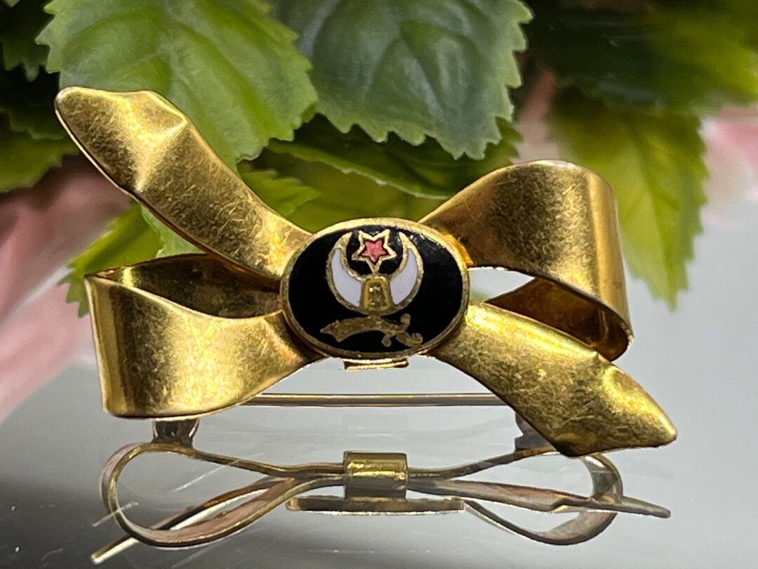 Antique Art Deco-mid Century MASONIC BOW PIN Enamel Emblem Brooch ...