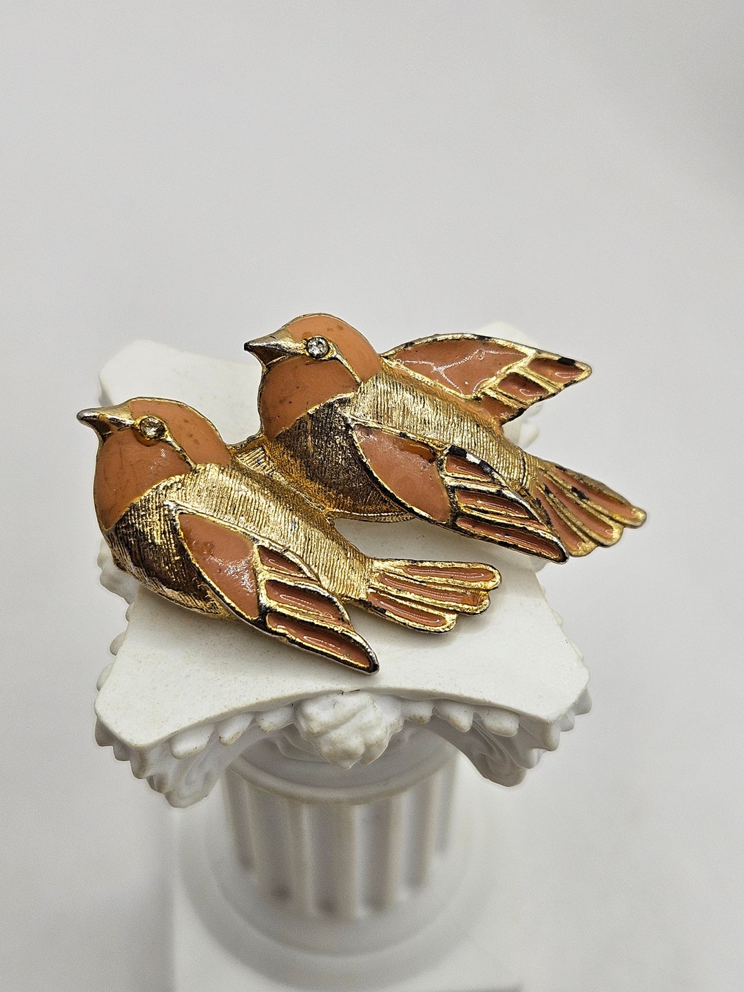 Mid Century 1950s 1960s Vintage Rockabilly Style ENAMEL BIRD PIN Pair ...