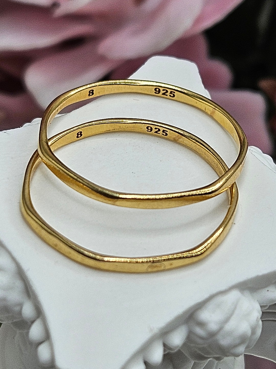 Vintage Y2k 1990s Early 2000s Retro Pair of Stackable VERMEIL BAND ...