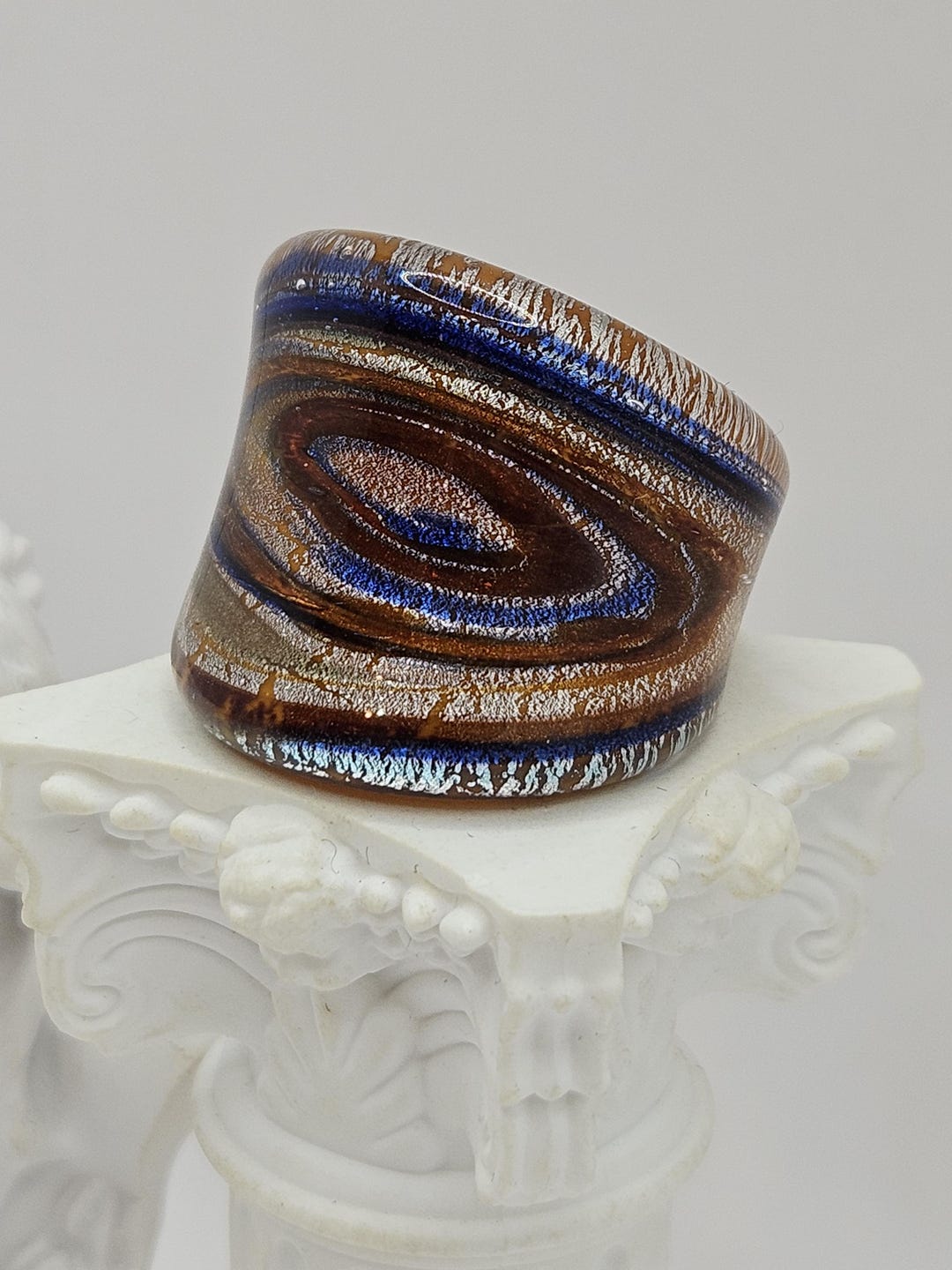 Pretty 1990s 00s Vintage Blown ART GLASS RING Size 7 Extra Chunky 1 ...