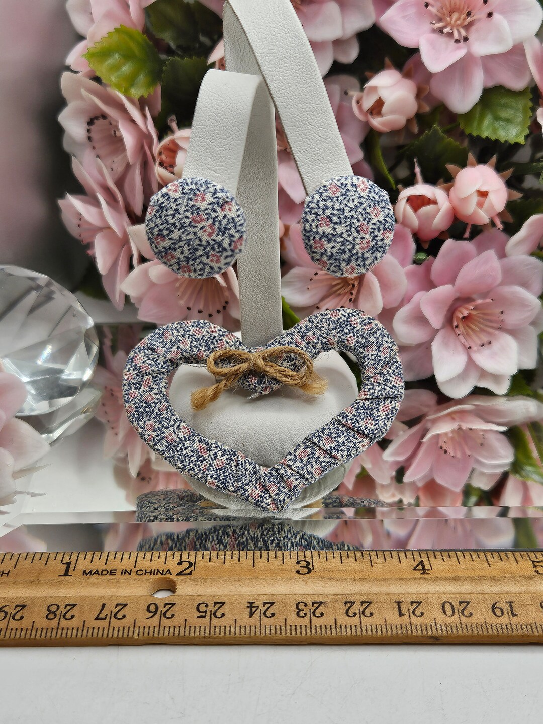 Vintage 1980s Handmade Cottage Core HEART JEWELRY SET Pair of Button ...