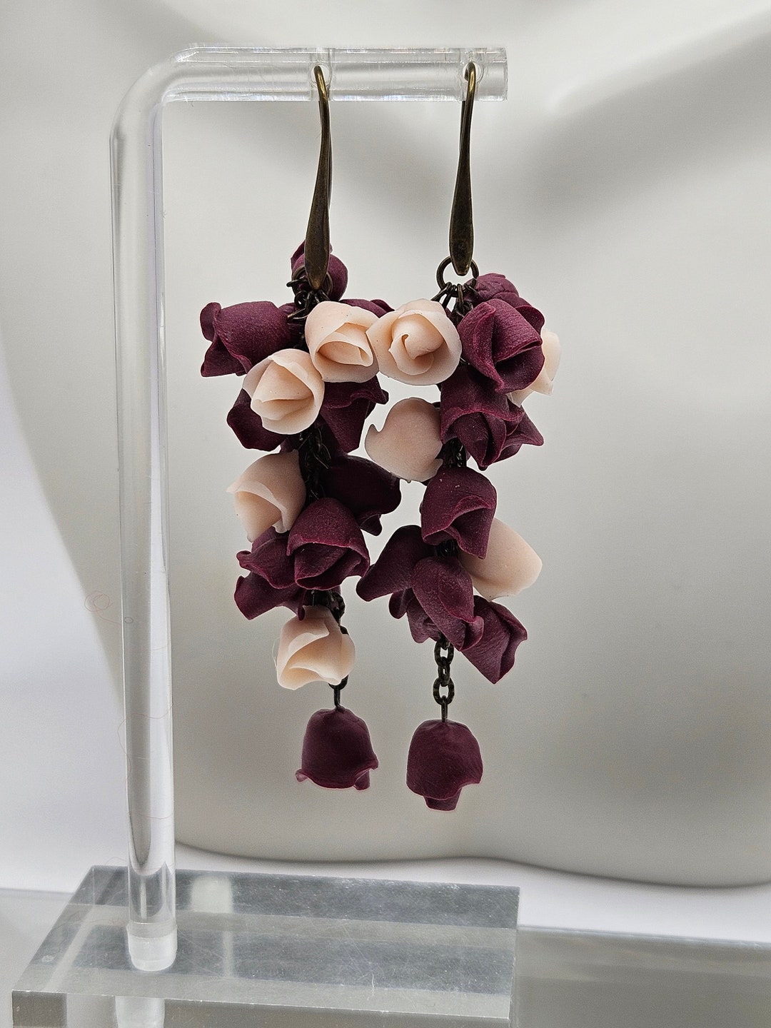 Beautiful Early 00s Vintage Romantic Retro Maroon Soft Pink on Bronze ...