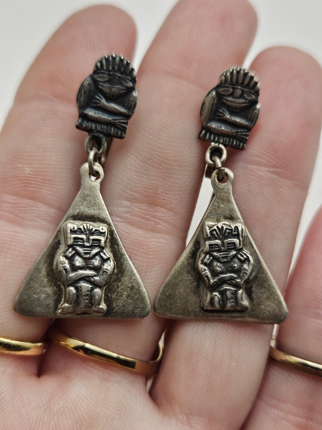 Rare Antique Early Mid Century Vintage Ecuador 900 SILVER DANGLE ...