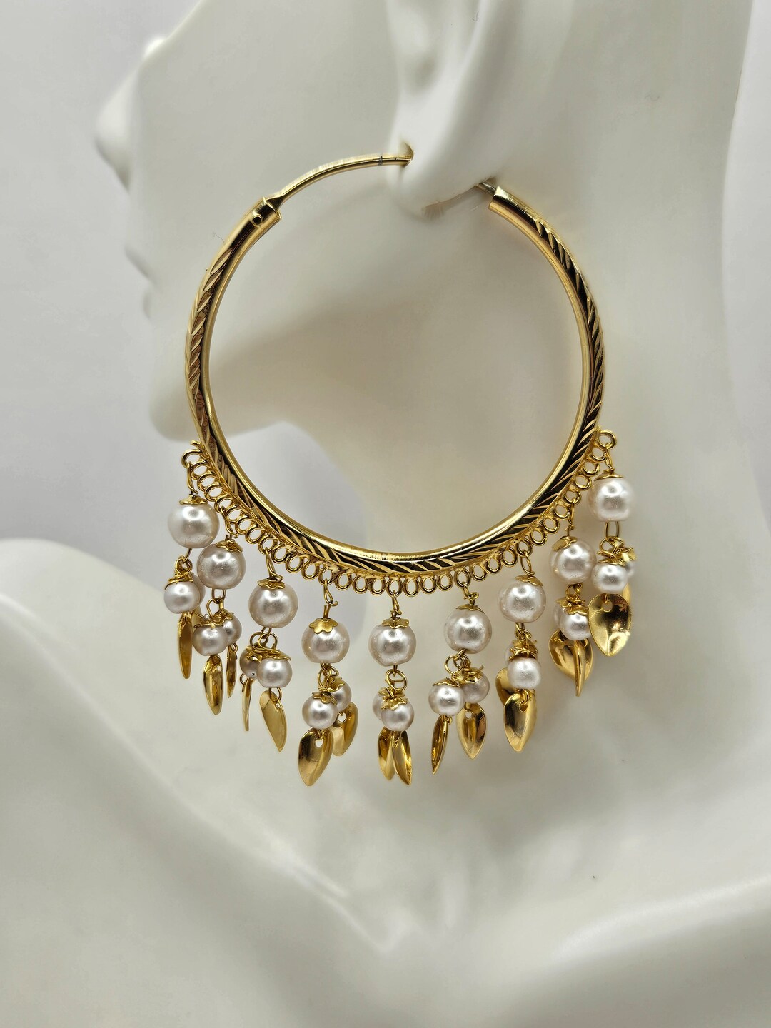 Y2k 1990s Early 00s Vintage Extra Large 3 X 2 Bohemian Glam Gold Faux ...