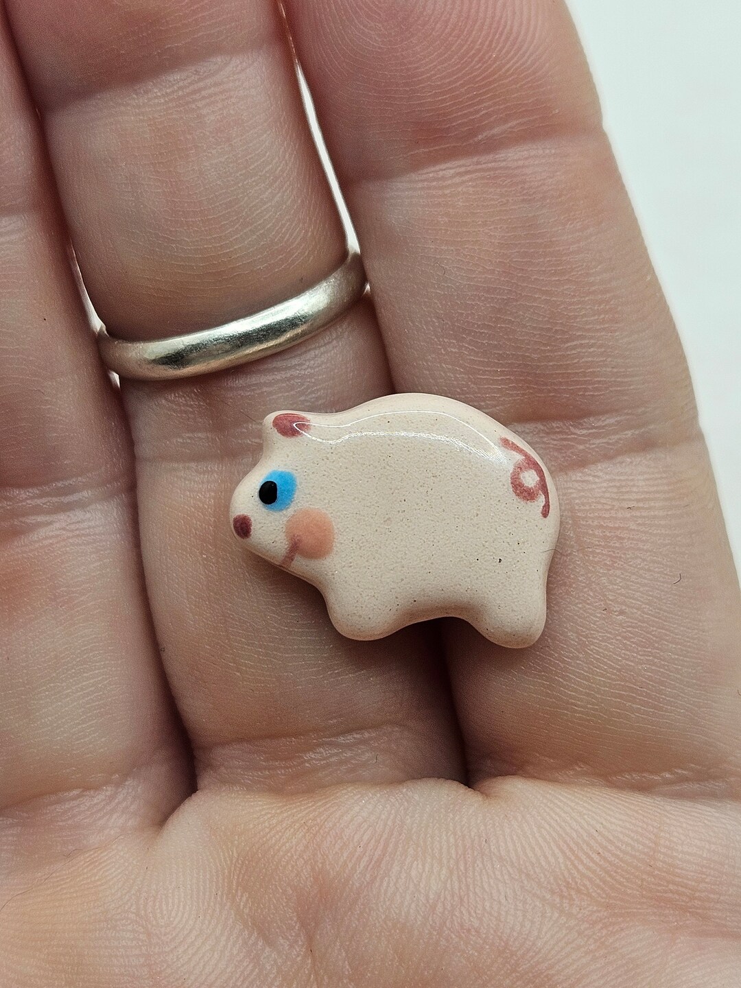 Adorable 1980s Early 90s Vintage Retro Hand Painted CERAMIC PIG PIN ...