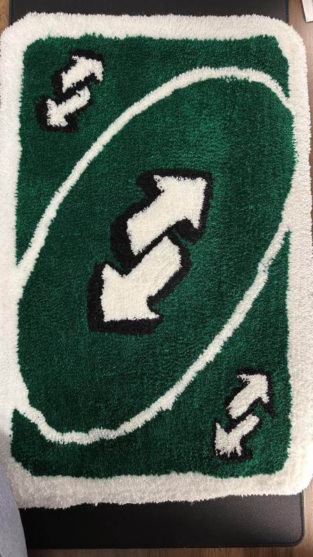 Green Uno Reverse Card Handmade Custom Tufted Rug Design - Etsy
