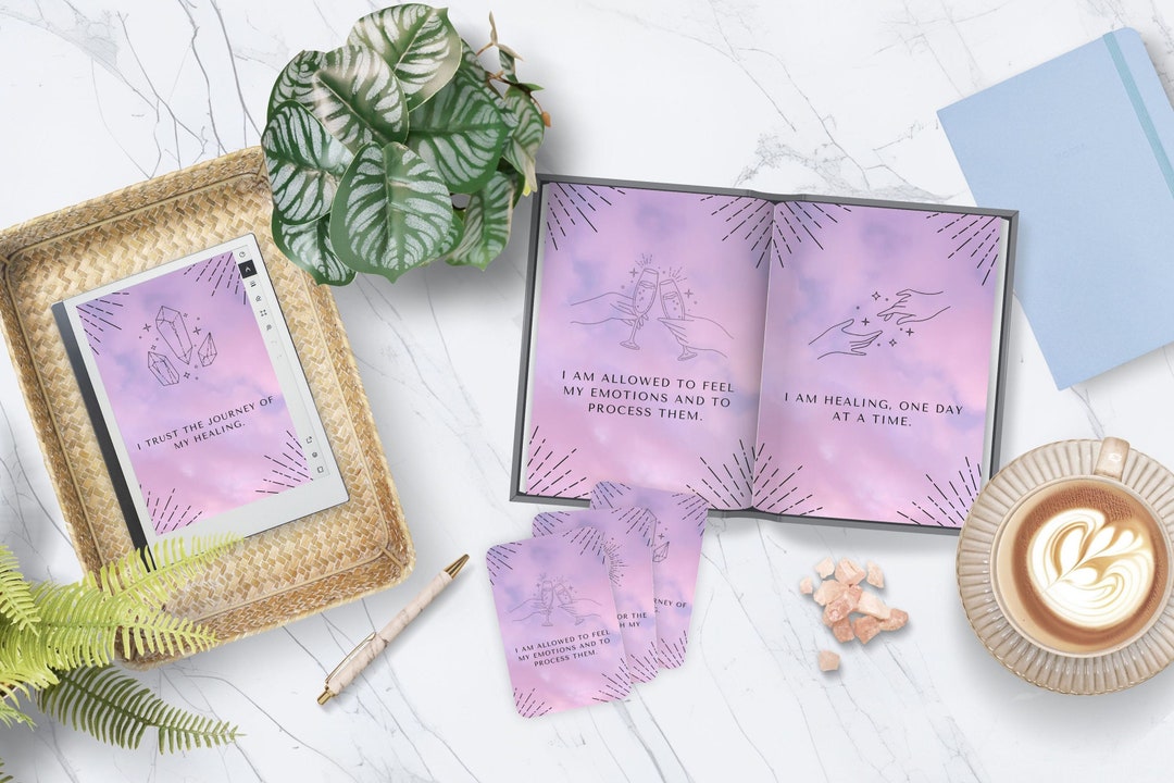 Grief Affirmation Cards, Grief Healing Self Care Cards, Galaxy Pastel ...