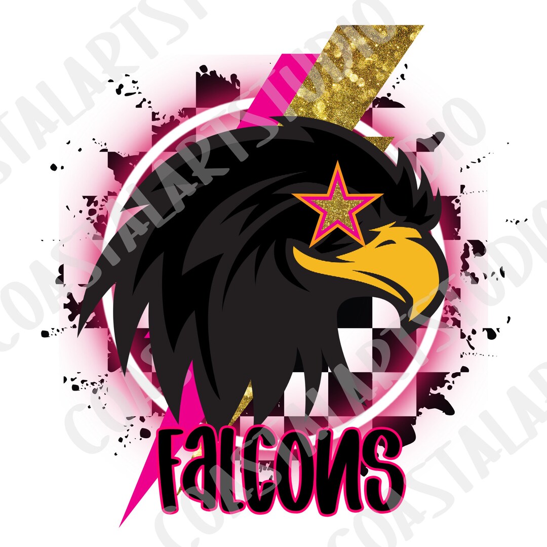 Falcons Pink Neon PNG Sublimation Design Hot Pink Sports Mascot Graphic ...