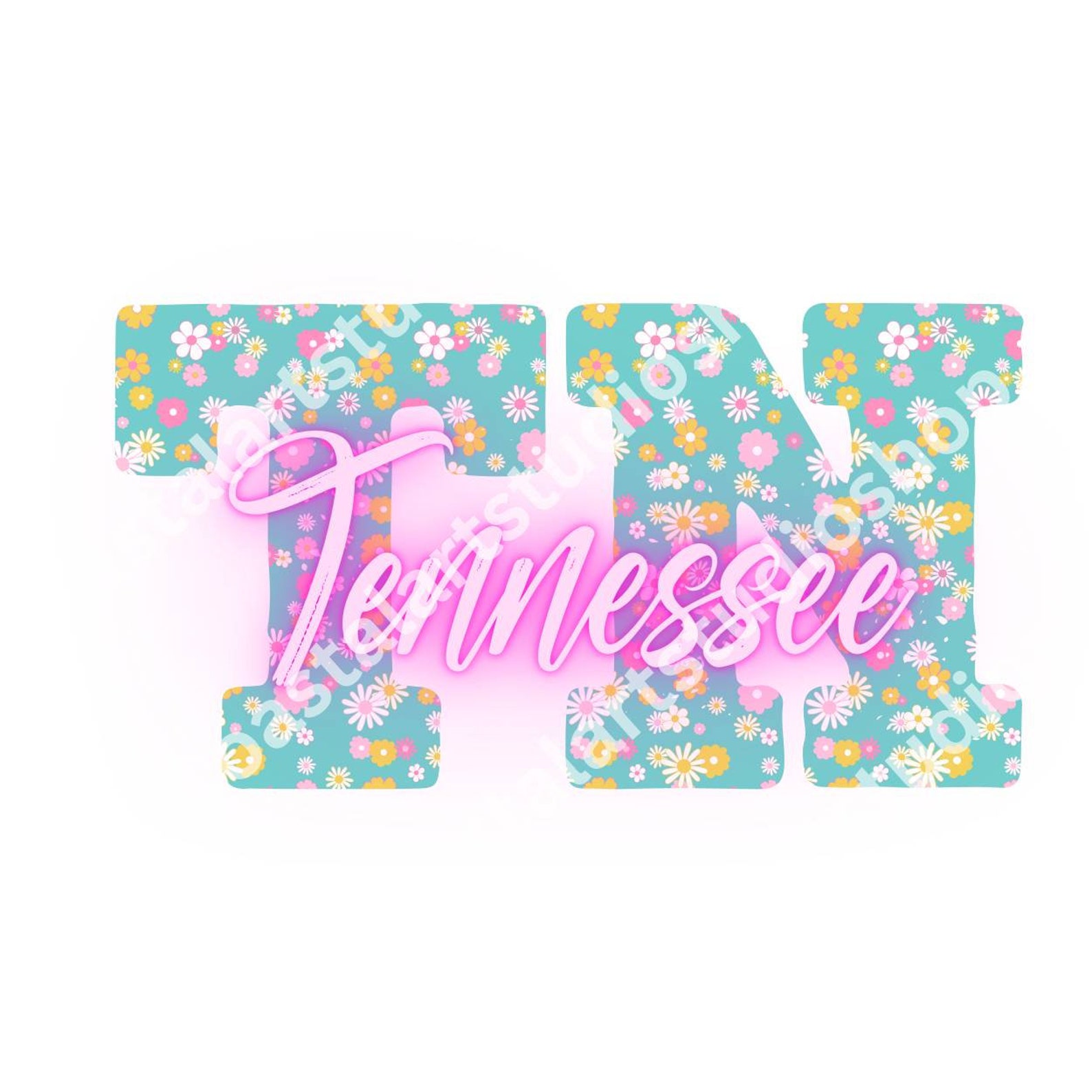 Tennessee Retro Floral PNG Blue Pink Floral Tennessee Sublimation ...