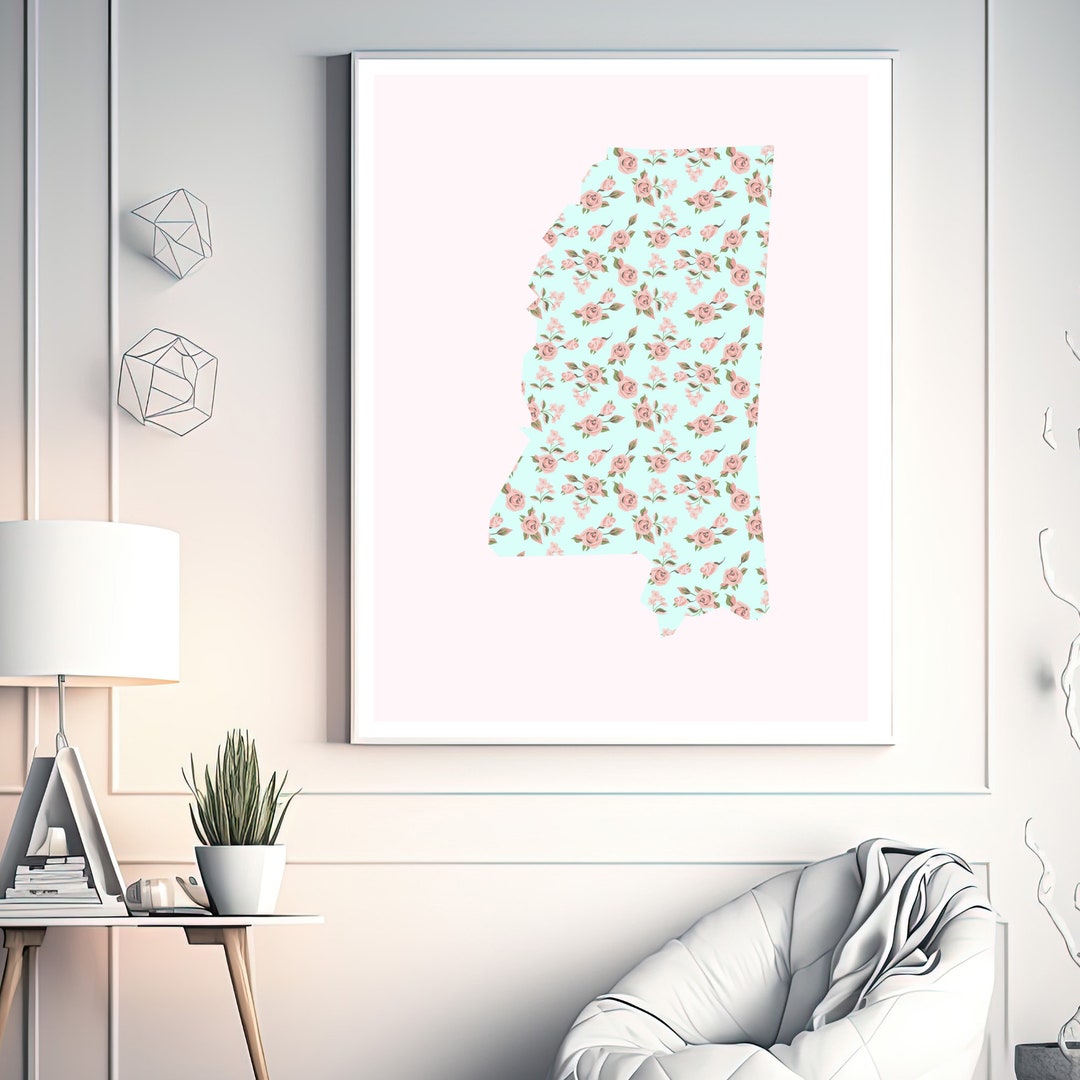 Mississippi Map Wall Art Digital Download Preppy Wall Art, Dorm Room ...