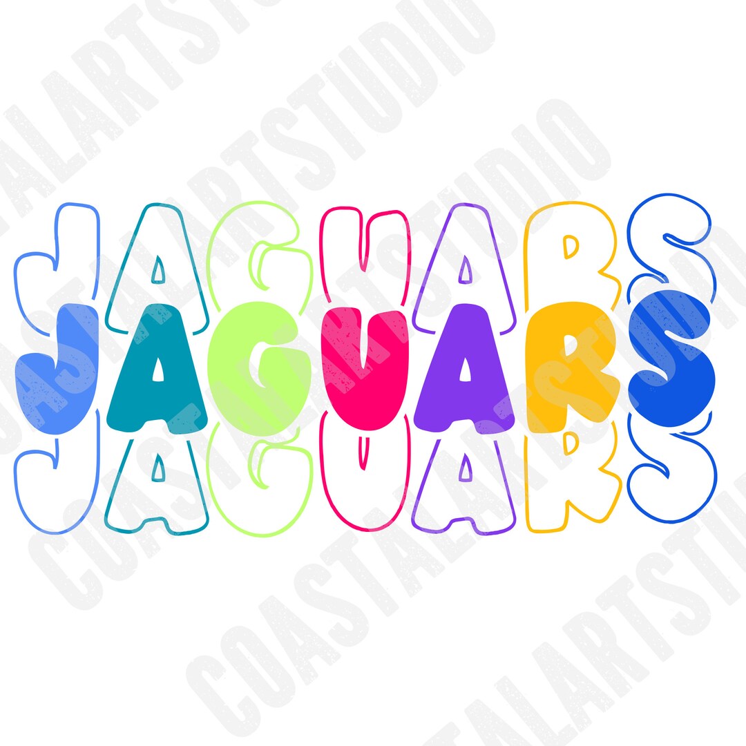 Jaguars Colorful Stacked Font PNG Sublimation Design Mascot Graphic for ...