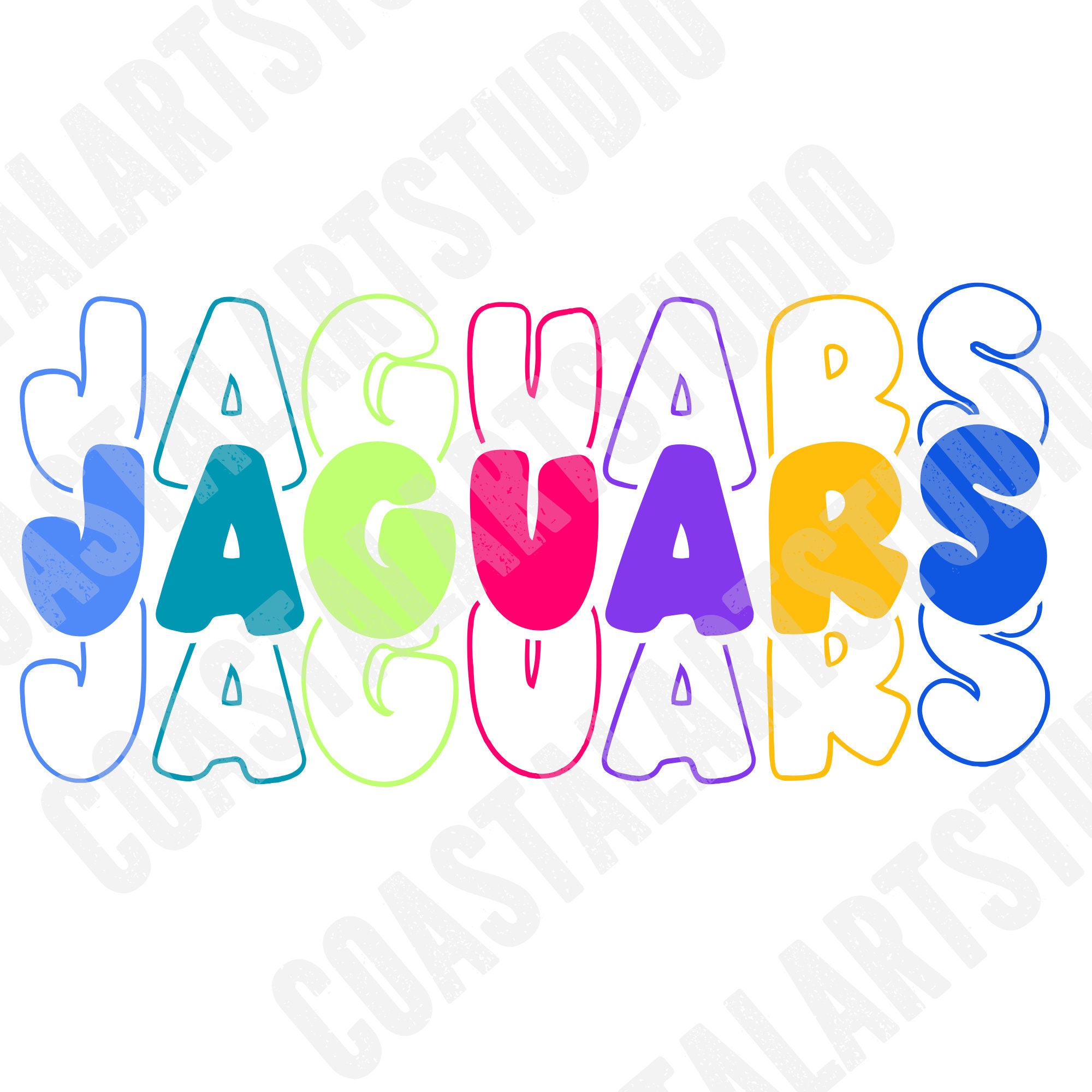 Jaguars Colorful Stacked Font PNG Sublimation Design Mascot Graphic for ...