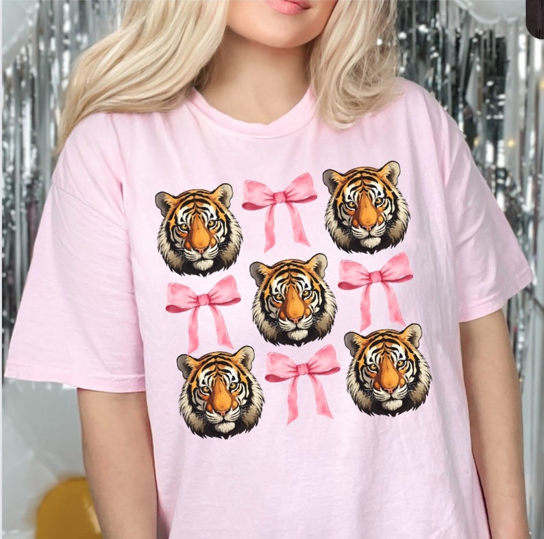 Coquette Tiger PNG Pink Bow Tiger Sublimation Design School Spirit Team ...