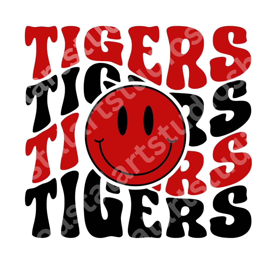 Tigers PNG Retro Tigers Red Black Sublimation Design Team Mascot ...