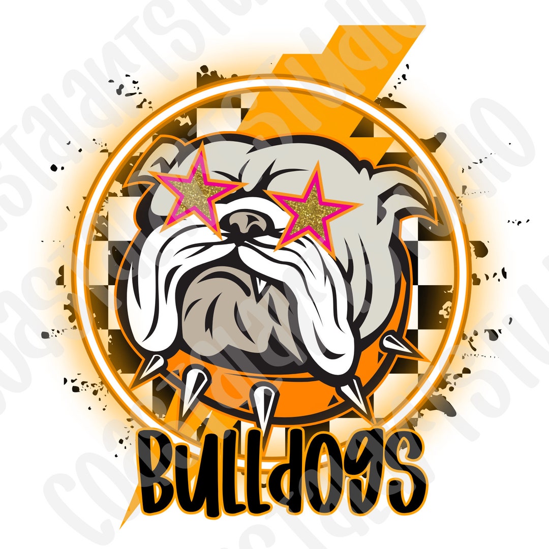 Bulldogs PNG Neon Orange Sublimation Design Retro Bulldogs Png Sports ...