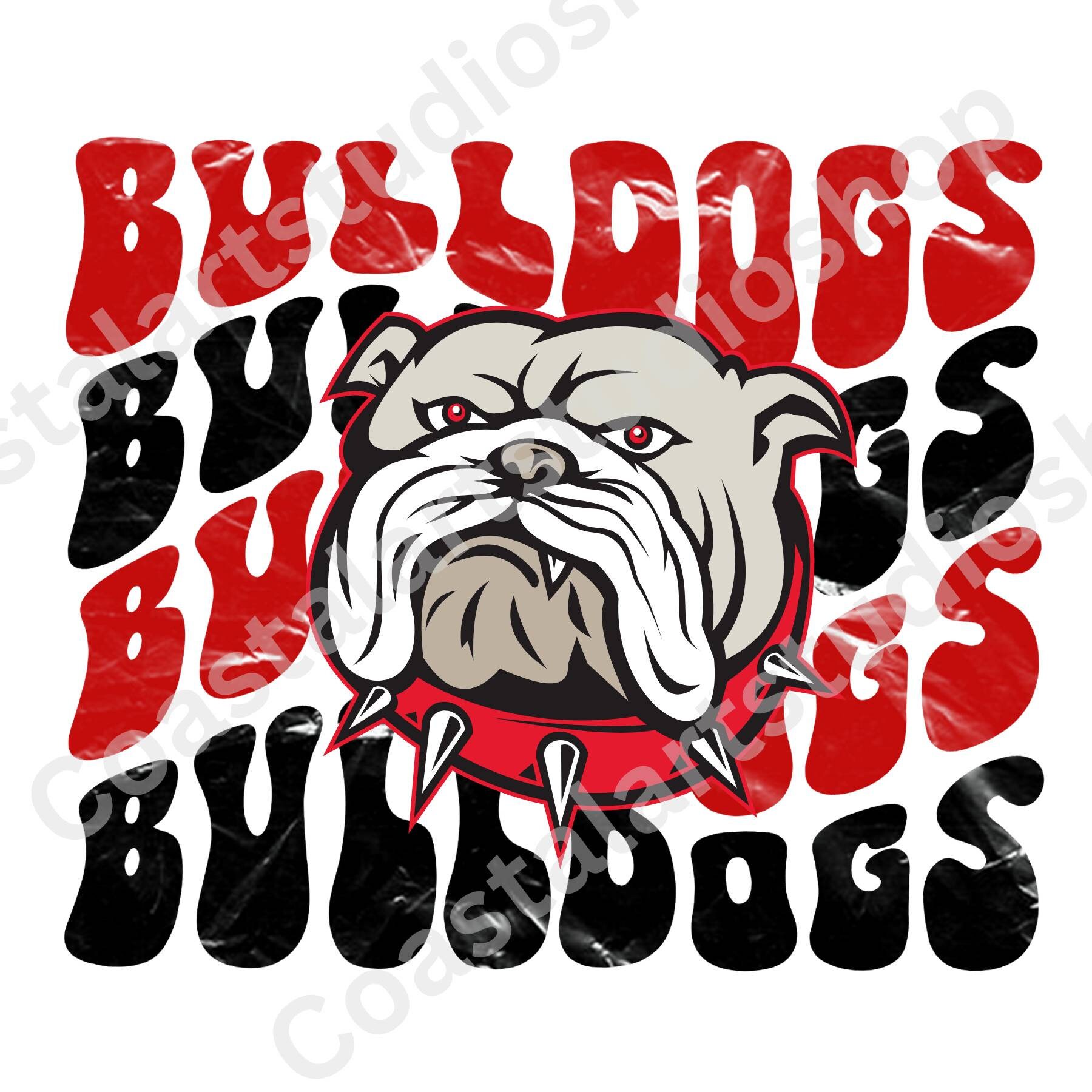 Bulldogs PNG Retro Wavy Font Sublimation Design Png Bulldogs Graphic ...
