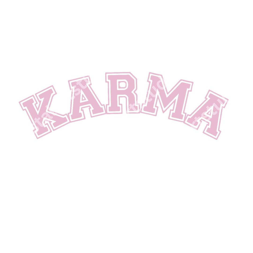 Karma PNG SVG Digital Download Pink Varsity Font KARMA Sublimation ...