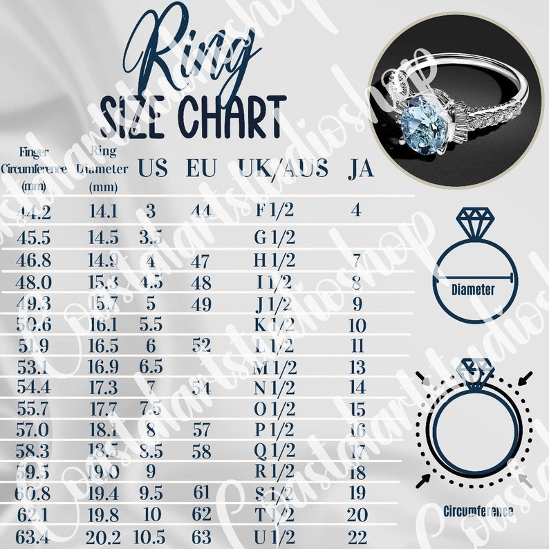 Ring Size Chart, International Ring Size Chart Digital Download ...