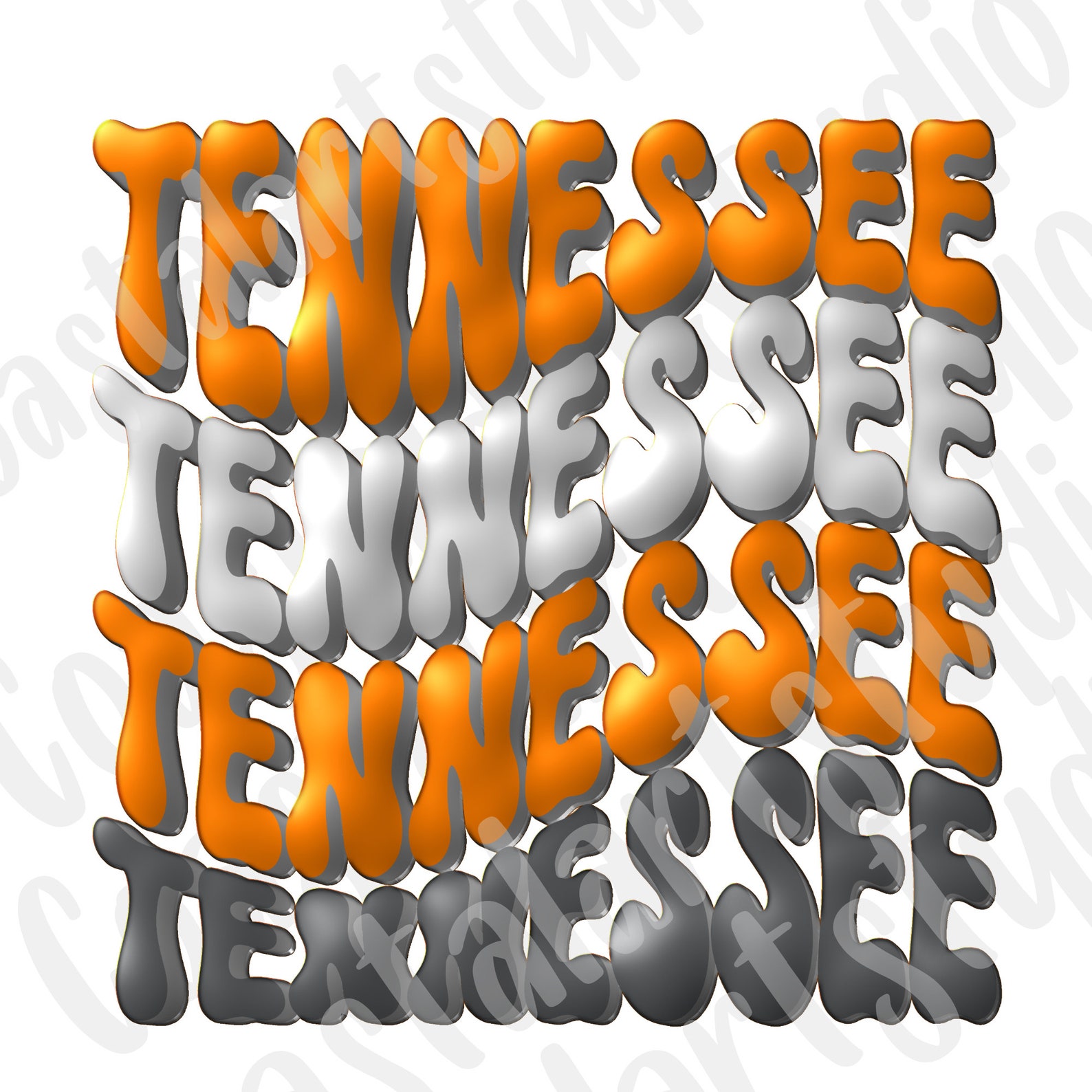 Tennessee Vols 3d PNG Retro Wavy Font Sublimation Design Tn Volunteers ...