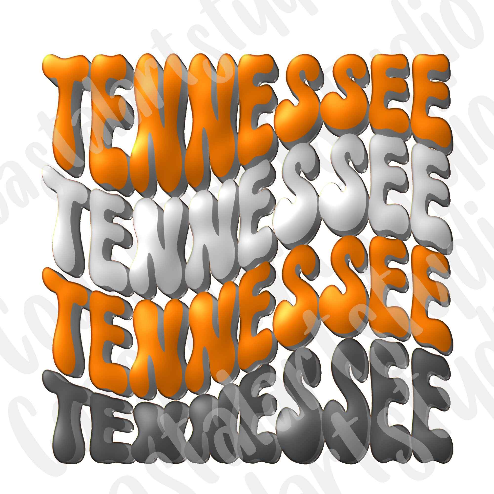 Tennessee Vols 3d PNG Retro Wavy Font Sublimation Design Tn Volunteers ...