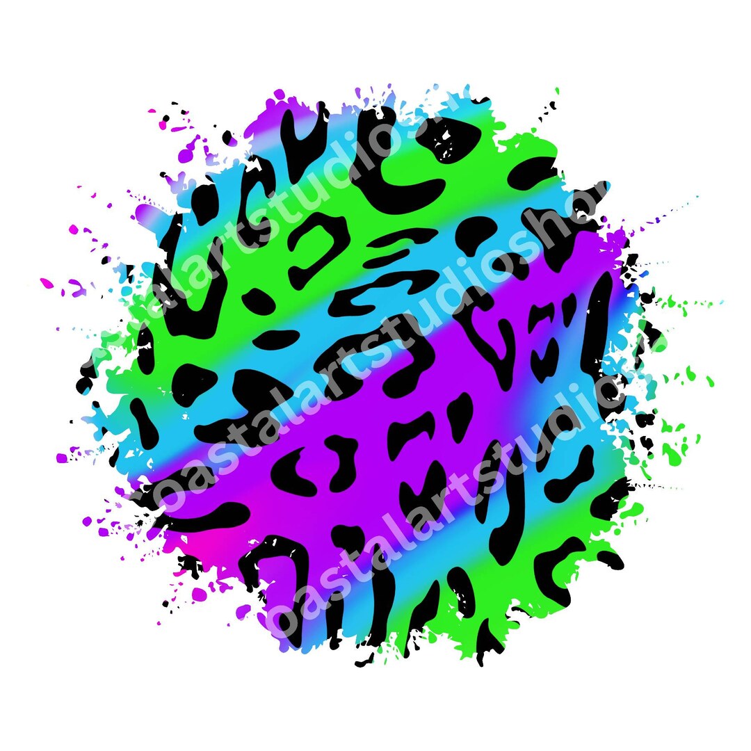 Neon Leopard Splatter Paint PNG Bright Neon Animal Print Sublimation ...