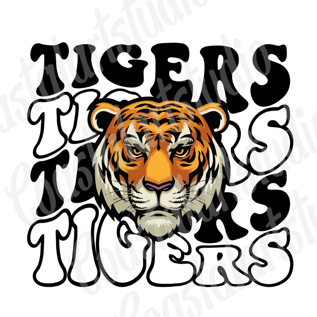 Tigers PNG Retro Wavy Font Sublimation Design - Etsy