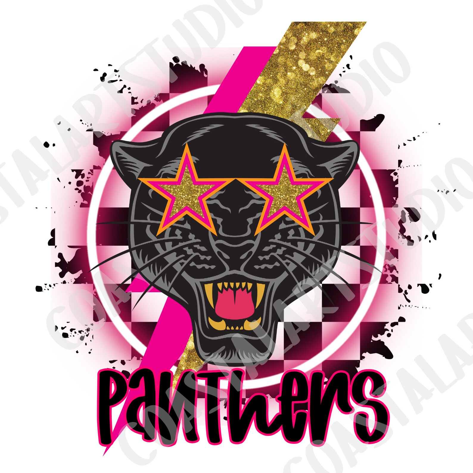 Panthers PNG Hot Pink Neon Sublimation Design Panthers Graphic for ...