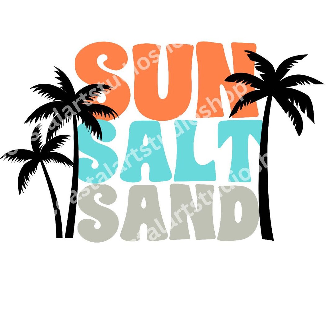 Sun Salt Sand Beach PNG SVG Beach Palm Tree Digital Download ...