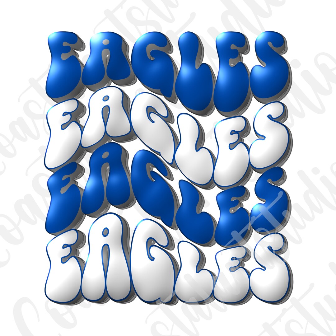 Eagles 3d PNG Retro Wavy Font Sublimation Design Mascot Png Eagles ...
