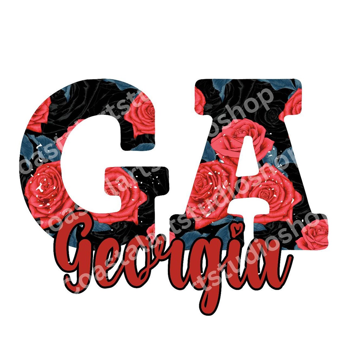 Georgia Floral PNG Sublimation Design GA Bulldogs College - Etsy