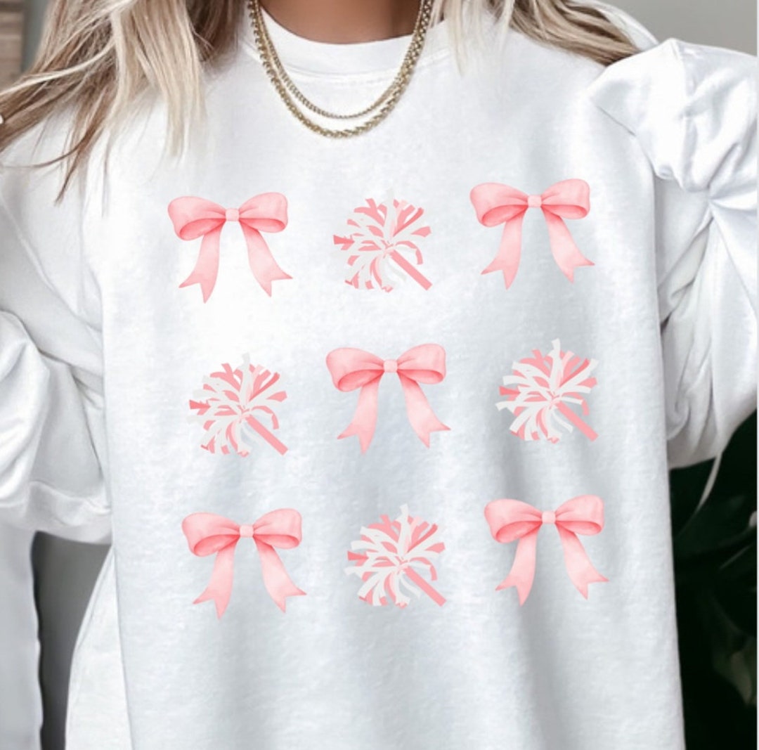 Coquette Cheer PNG Preppy Pink Bow Sublimation Design Cheerleading ...