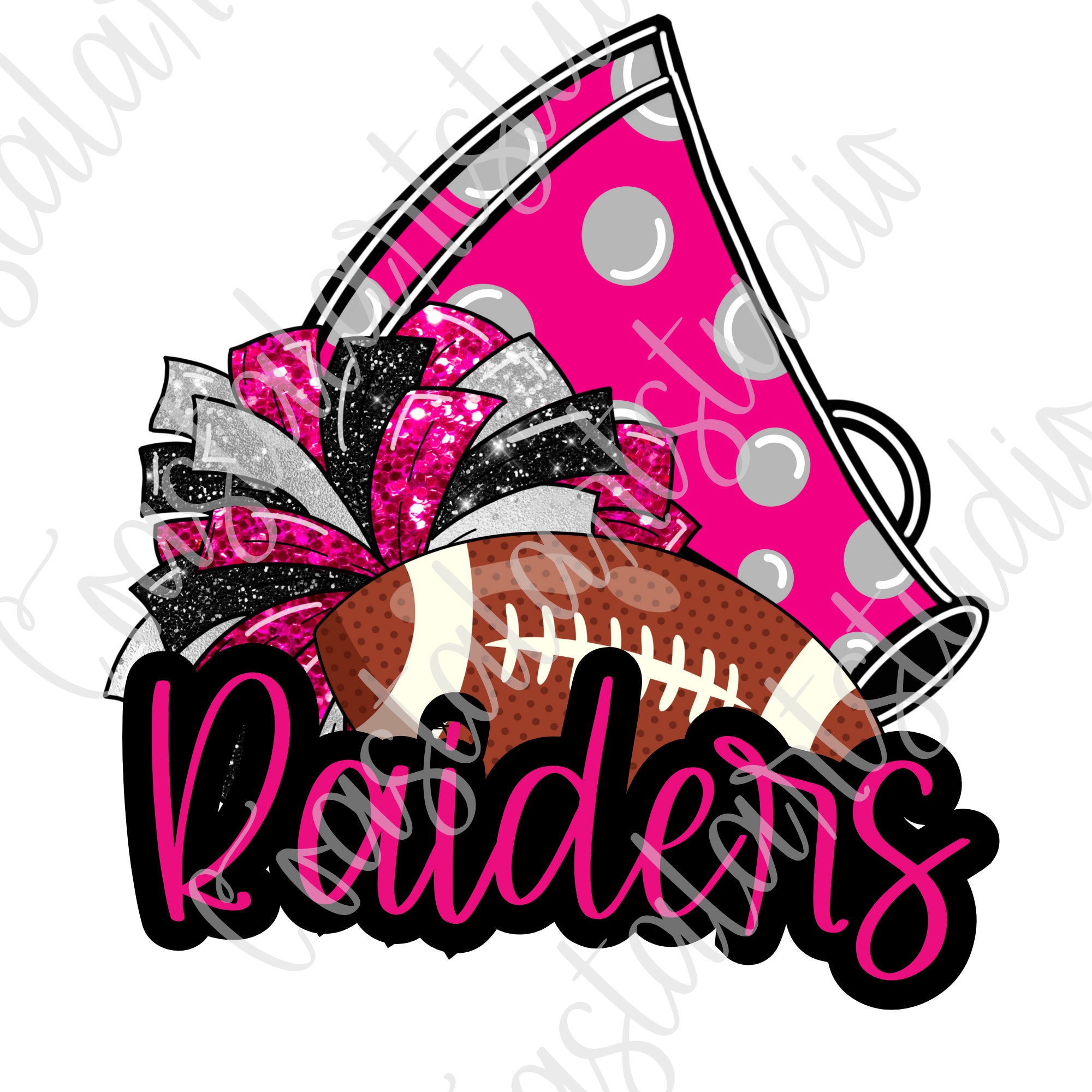Pink Raiders Football Cheer PNG Sports Sublimation Design for Tshirts ...