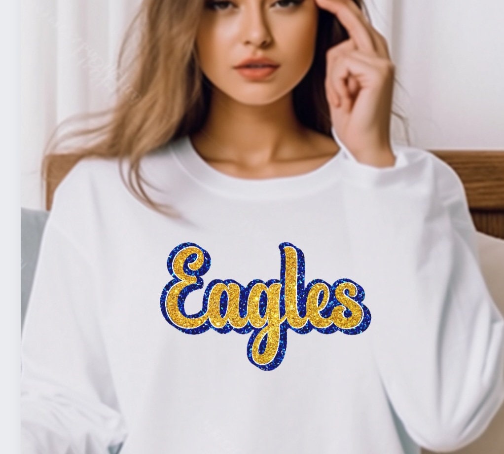 Eagles Glitter PNG Blue Gold Sublimation Design Sports Mascot - Etsy