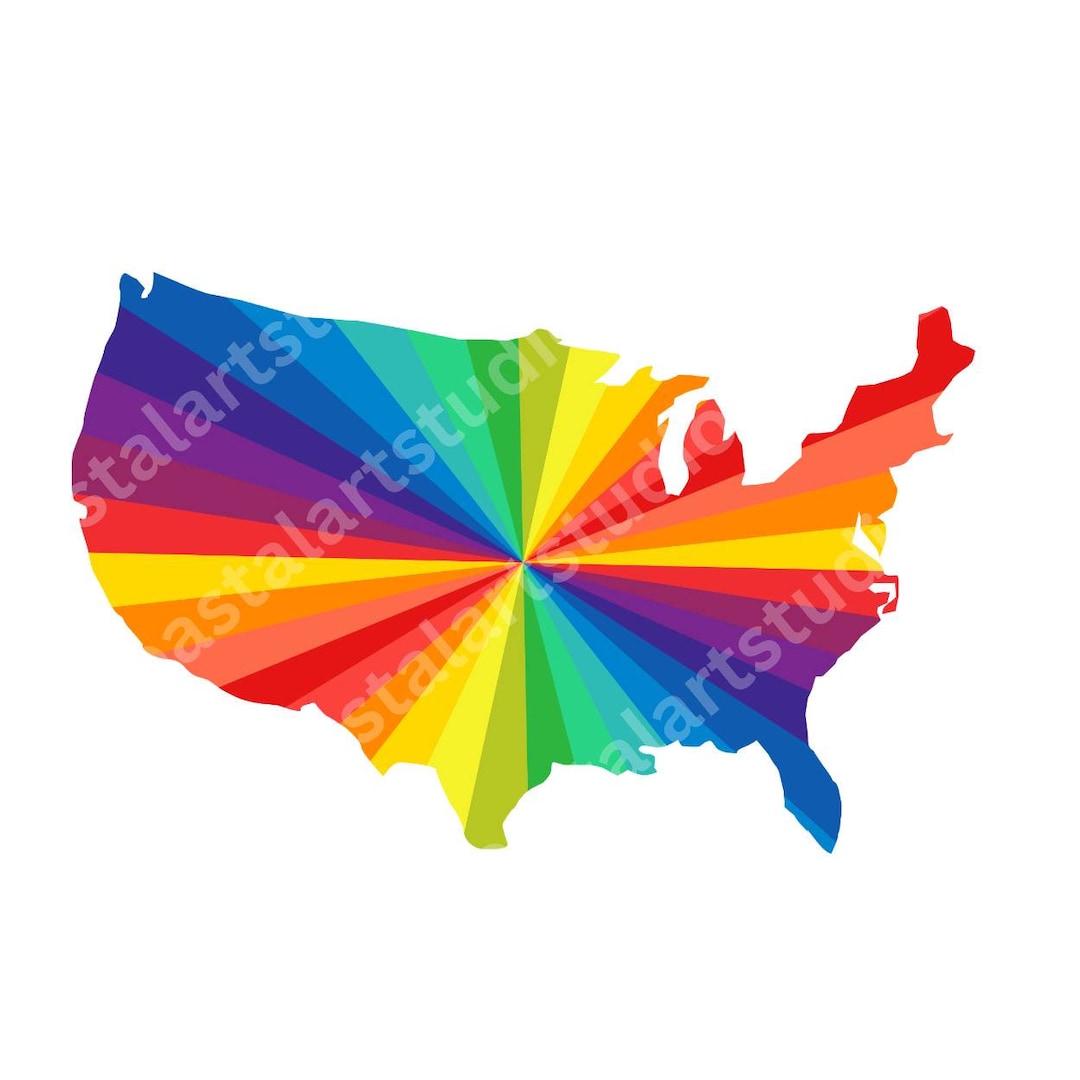Rainbow US Map PNG SVG Lgbtqia Pride Digital Download Sublimation ...