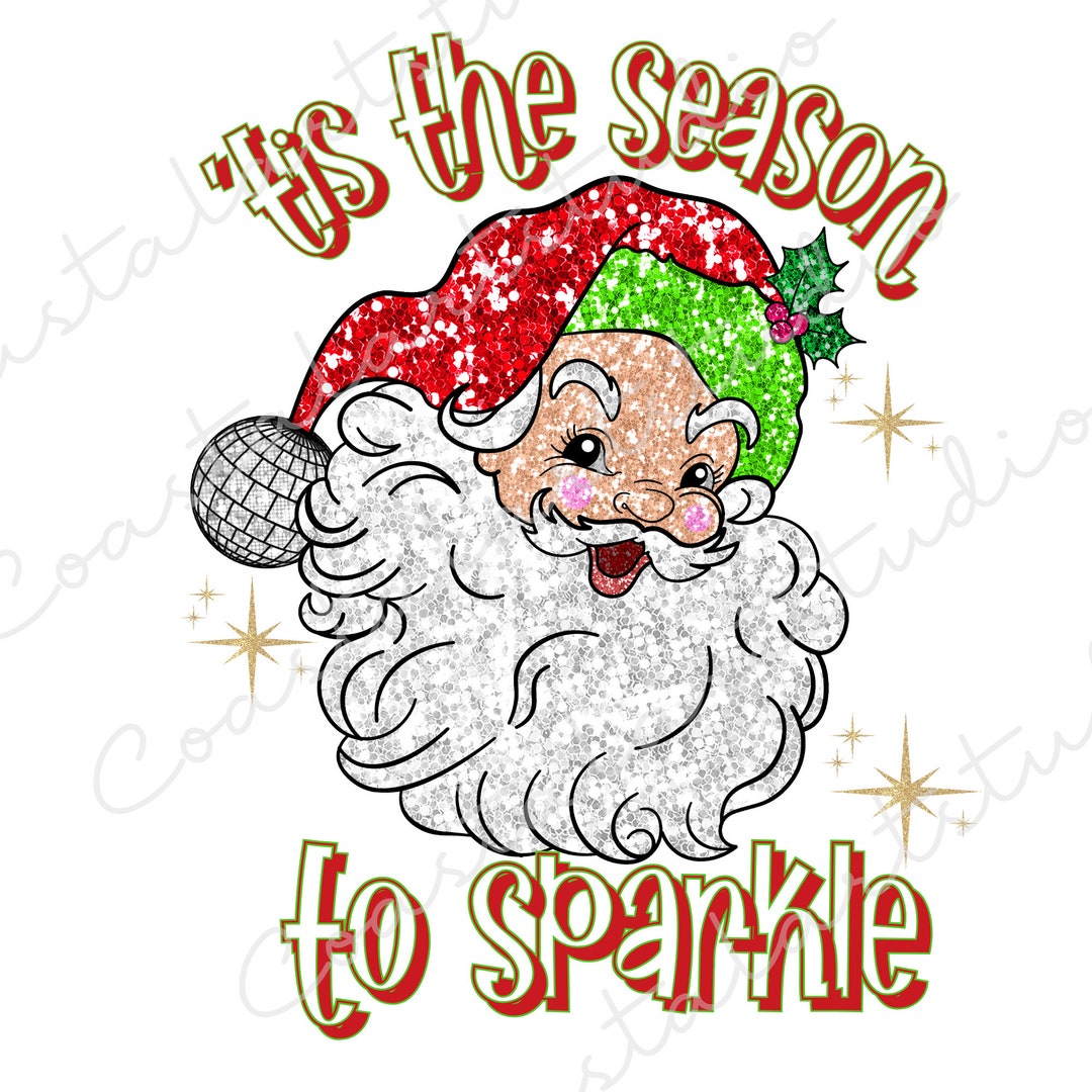 Sparkle Santa PNG Faux Sequin Christmas Sublimation Design Trendy Santa ...