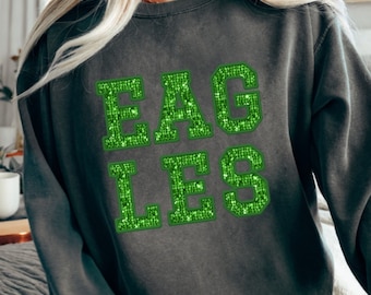 EAGLES Faux Sequin Digital EAGLES Png, Faux Embroidery Eagles Png, Sequins Mascot, Digital for ...