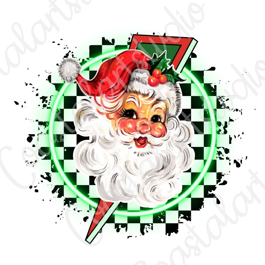Retro Christmas Santa PNG Holiday Sublimation Design Vintage Santa ...