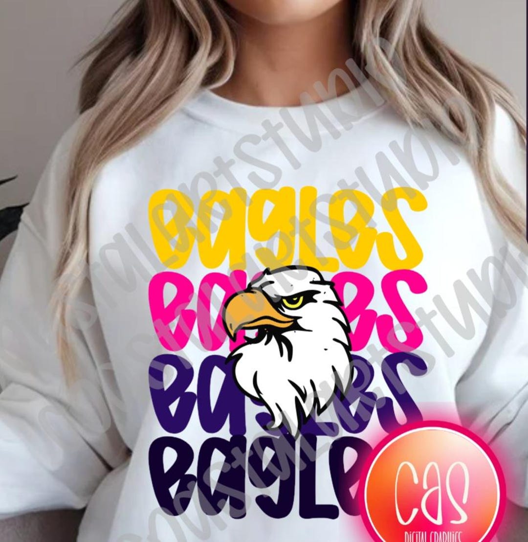 Colorful Eagles PNG Sublimation Design Handwritten Font Team Mascot Png ...
