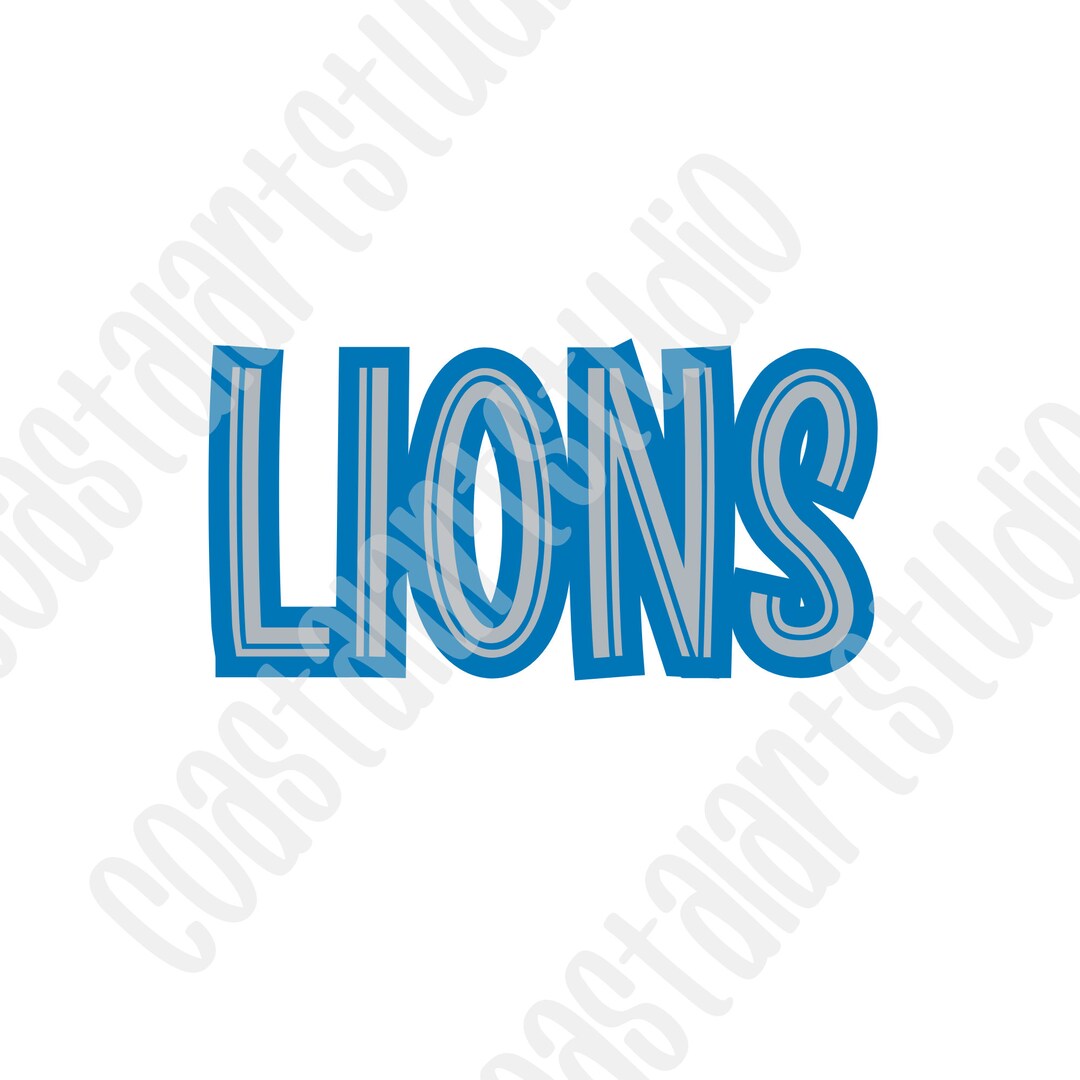 Lions PNG SVG Blue Silver Sports Mascot Digital Design Handwritten Font ...