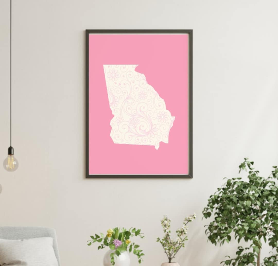 Georgia Map Digital Wall Art Dorm Room Aesthetic Print Teen Girl Room ...